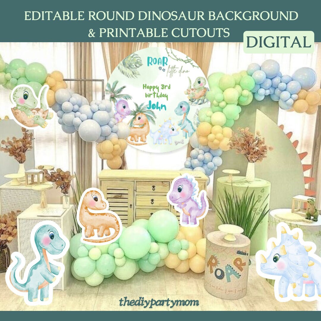 Dinosaur Backdrop for Birthday Party, Baby Shower & Christening ...