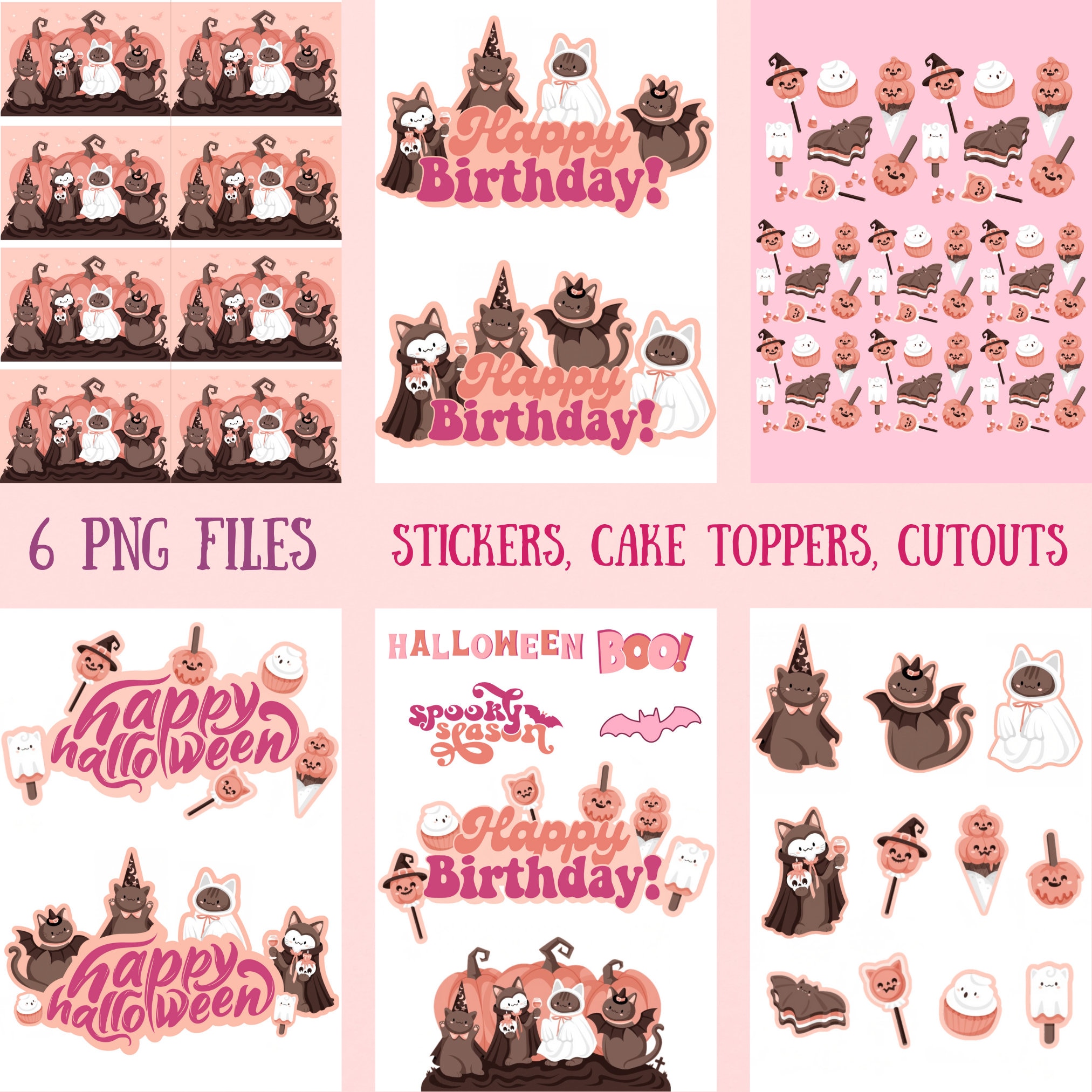 Printable Bundle Halloween Cake Toppers Editable Stickers & - Etsy