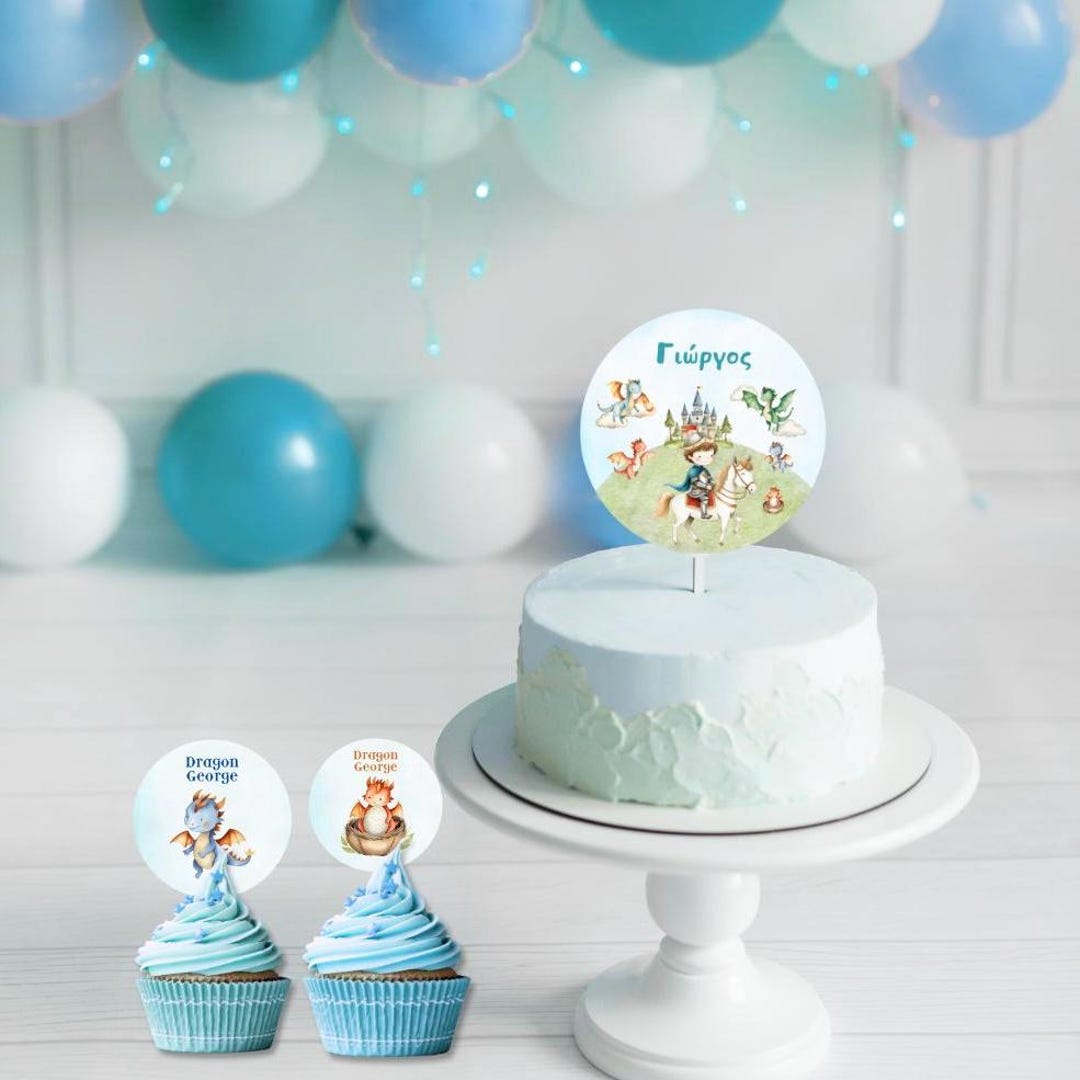 Knight, Dragon and Castle Cake Toppers & Editable Stickers for Your ...