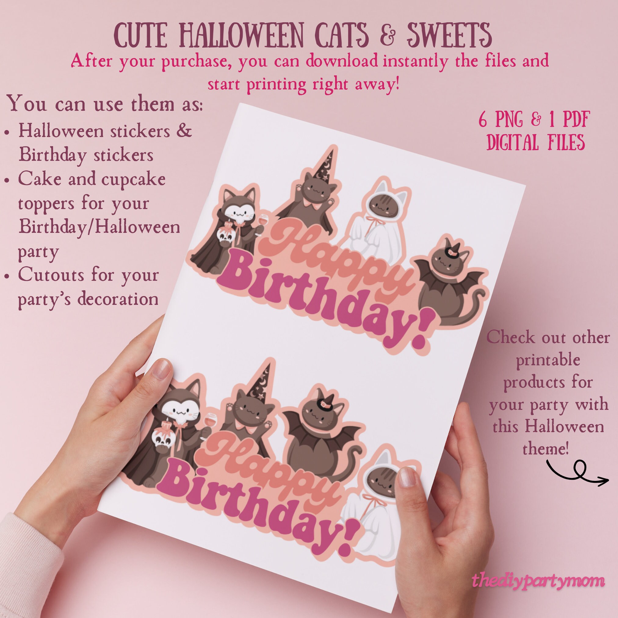 Printable Bundle Halloween Cake Toppers Editable Stickers & - Etsy