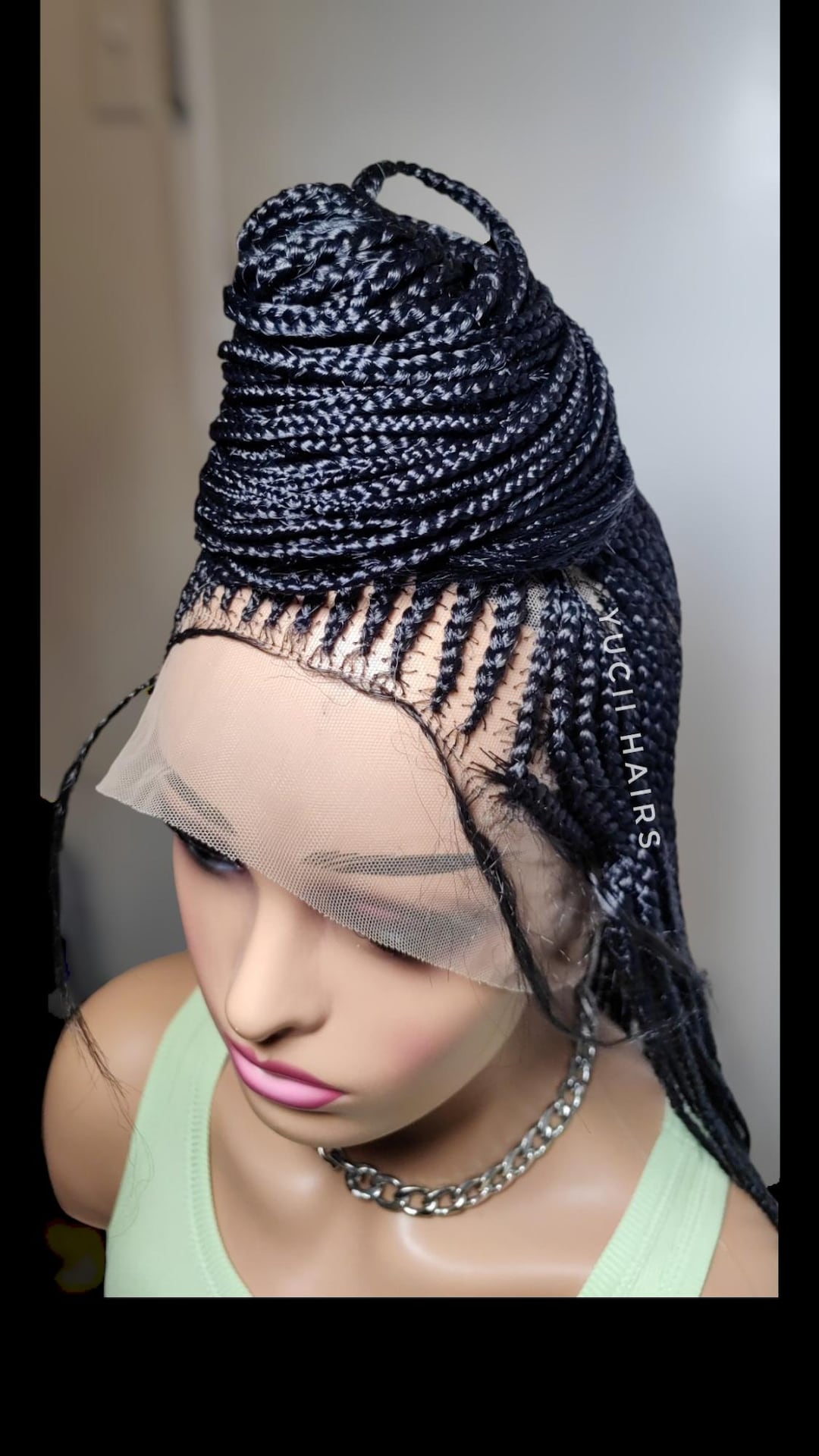 Full Lace Knotless Cornrow Wig Handmade Lace Front Braided Wig ...