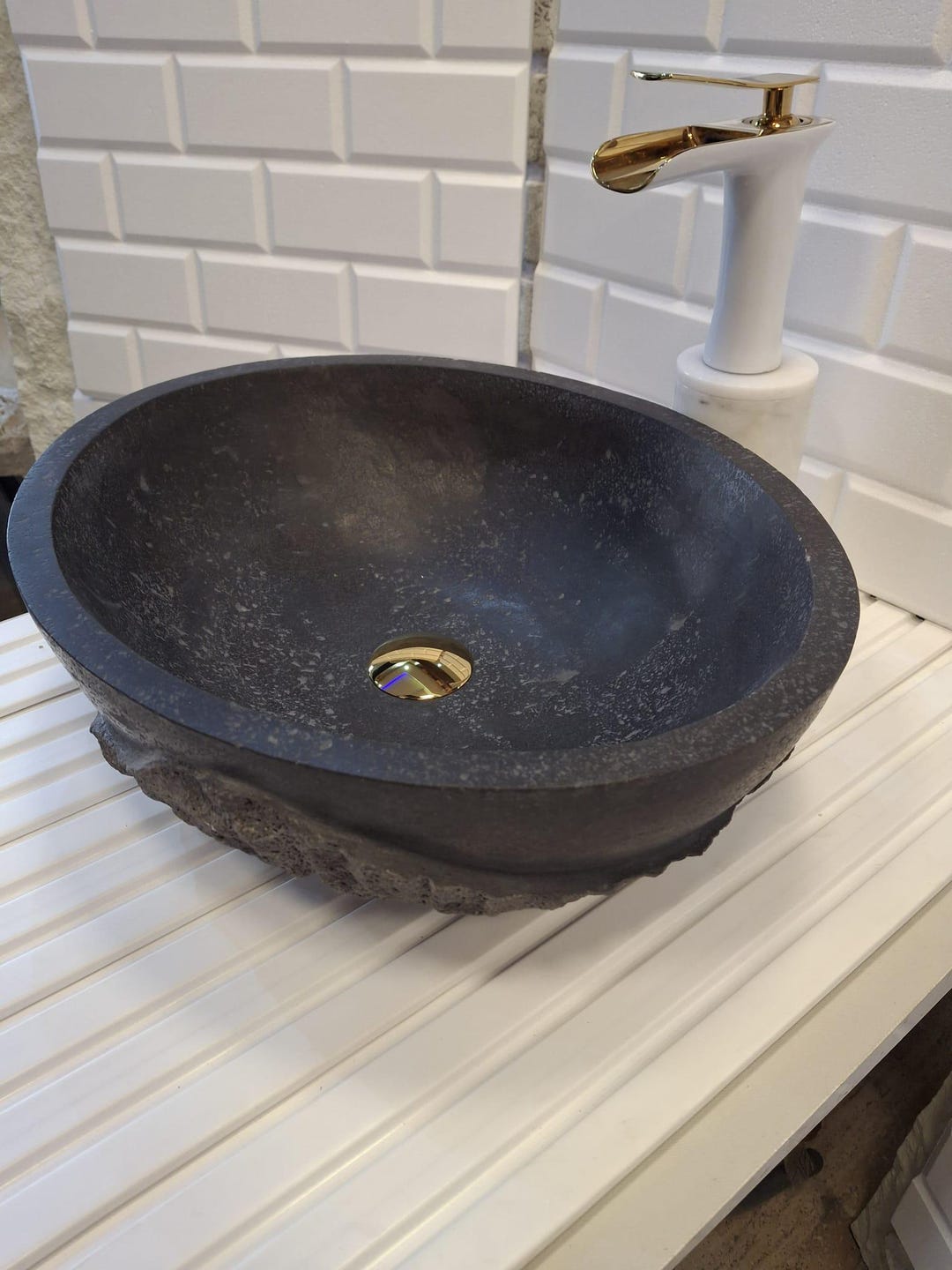 Basalt Wash Basin, Rustic Basalt Sink, Handcrafted Natural Stone ...