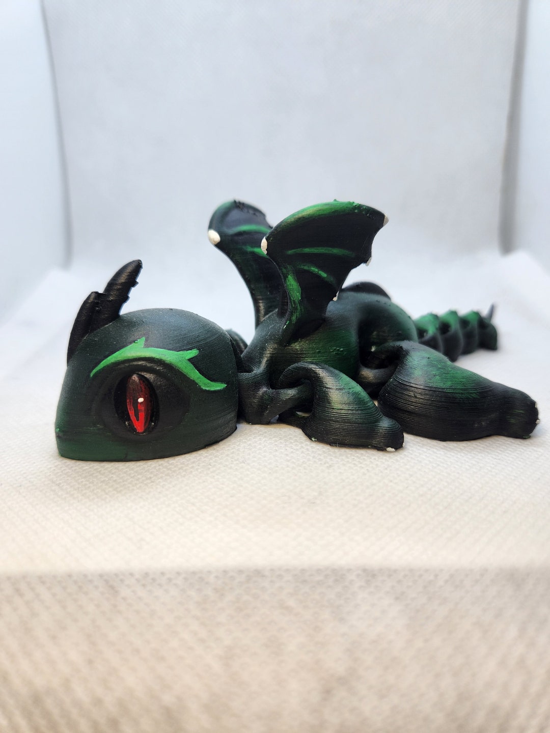 Hand Painted 3D Printed Green Dragon Figurine - Etsy