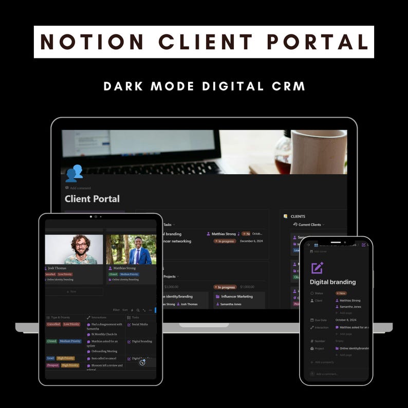CRM Notion, Notion Portal Template, Client Management Dashboard, Notion Sales Planner, Client ...