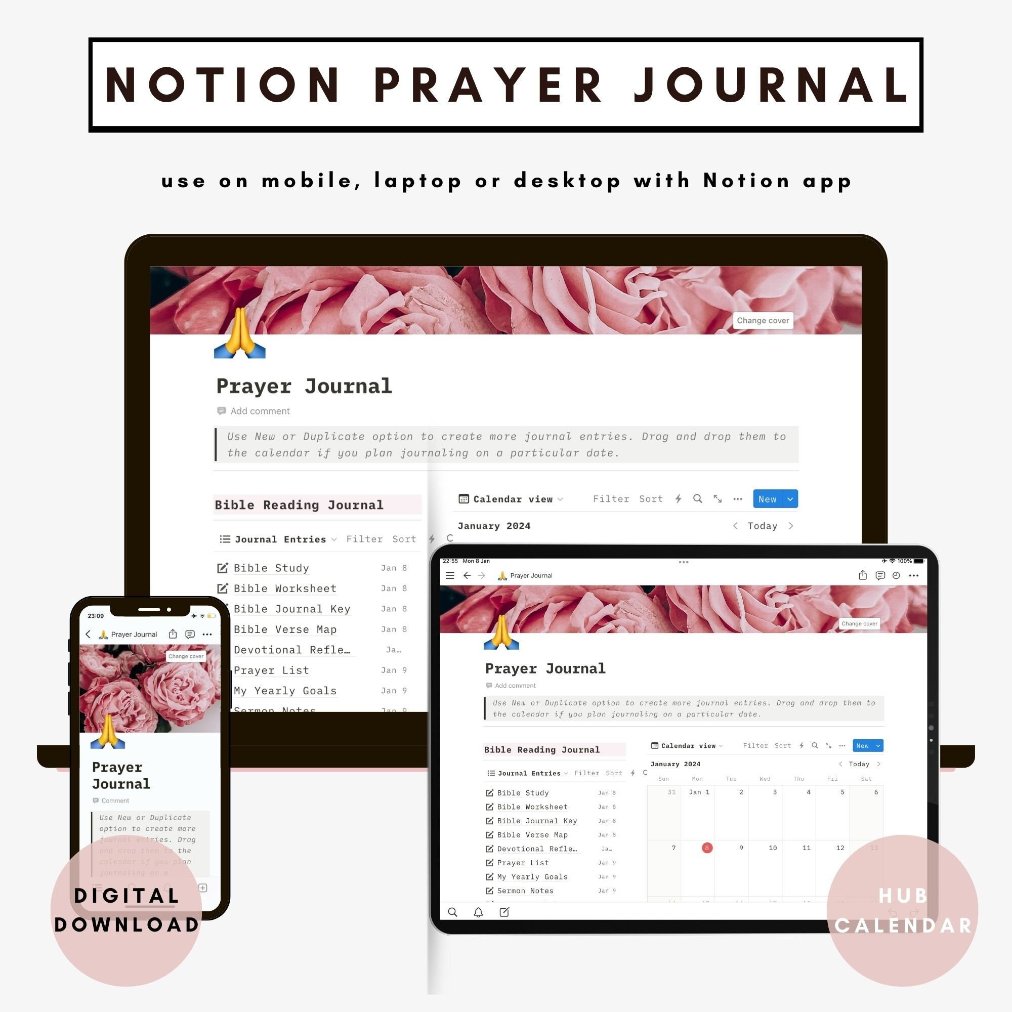 Notion Prayer Journal, Notion Bible Reading Tracker Template, Digital ...