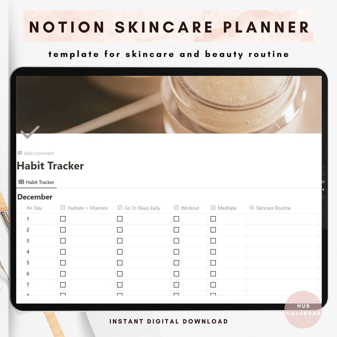 Skin Care Notion Tracker, Notion Template Skincare, Glow up Planner ...