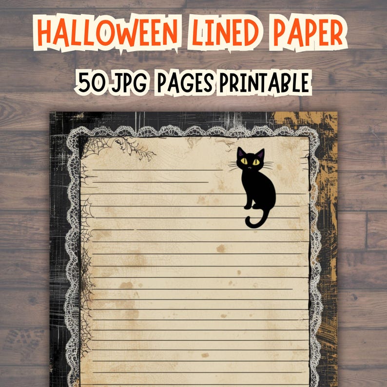 Printable Halloween Stationery, Junk Journal Halloween Lined Paper ...