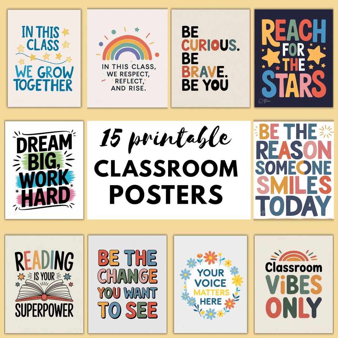 Boho Classroom Posters: 15 Inspirational Prints, Growth Mindset Decor ...