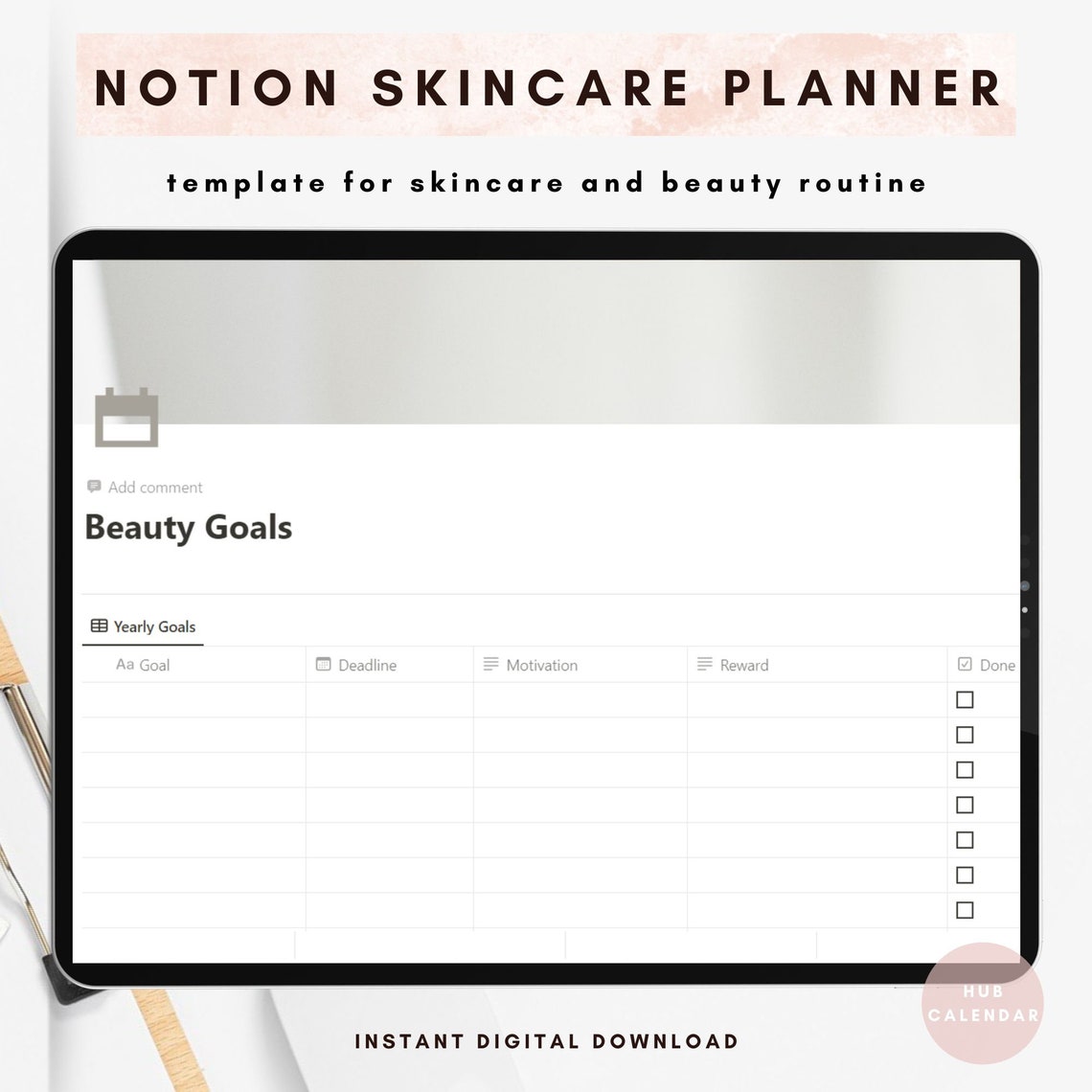 Skin Care Notion Tracker Notion Template Skincare Glow Up Planner