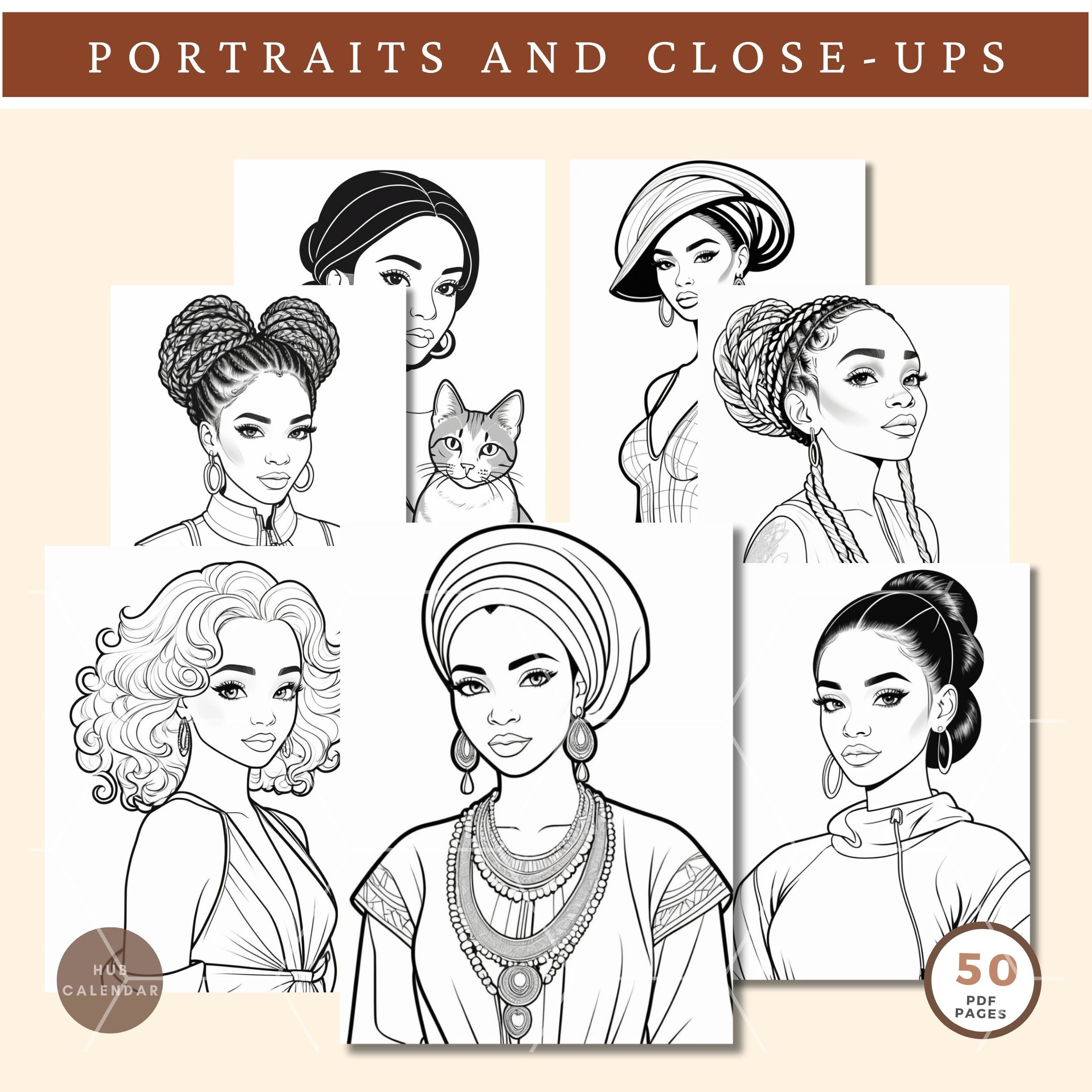 Melanin Coloring Book, 50 Pages Black Girl Fashion Coloring Book for ...