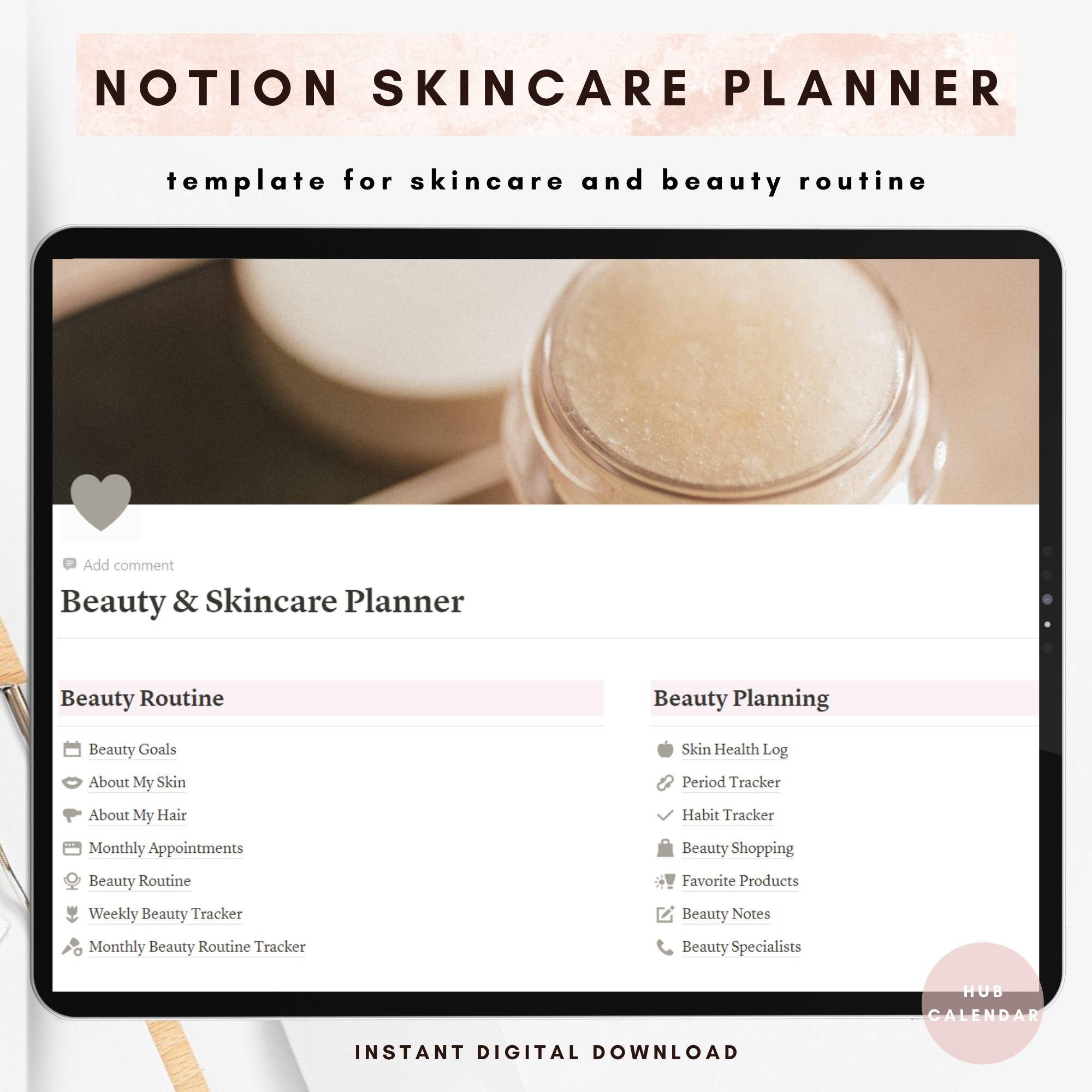 Skin Care Notion Tracker, Notion Template Skincare, Glow up Planner ...