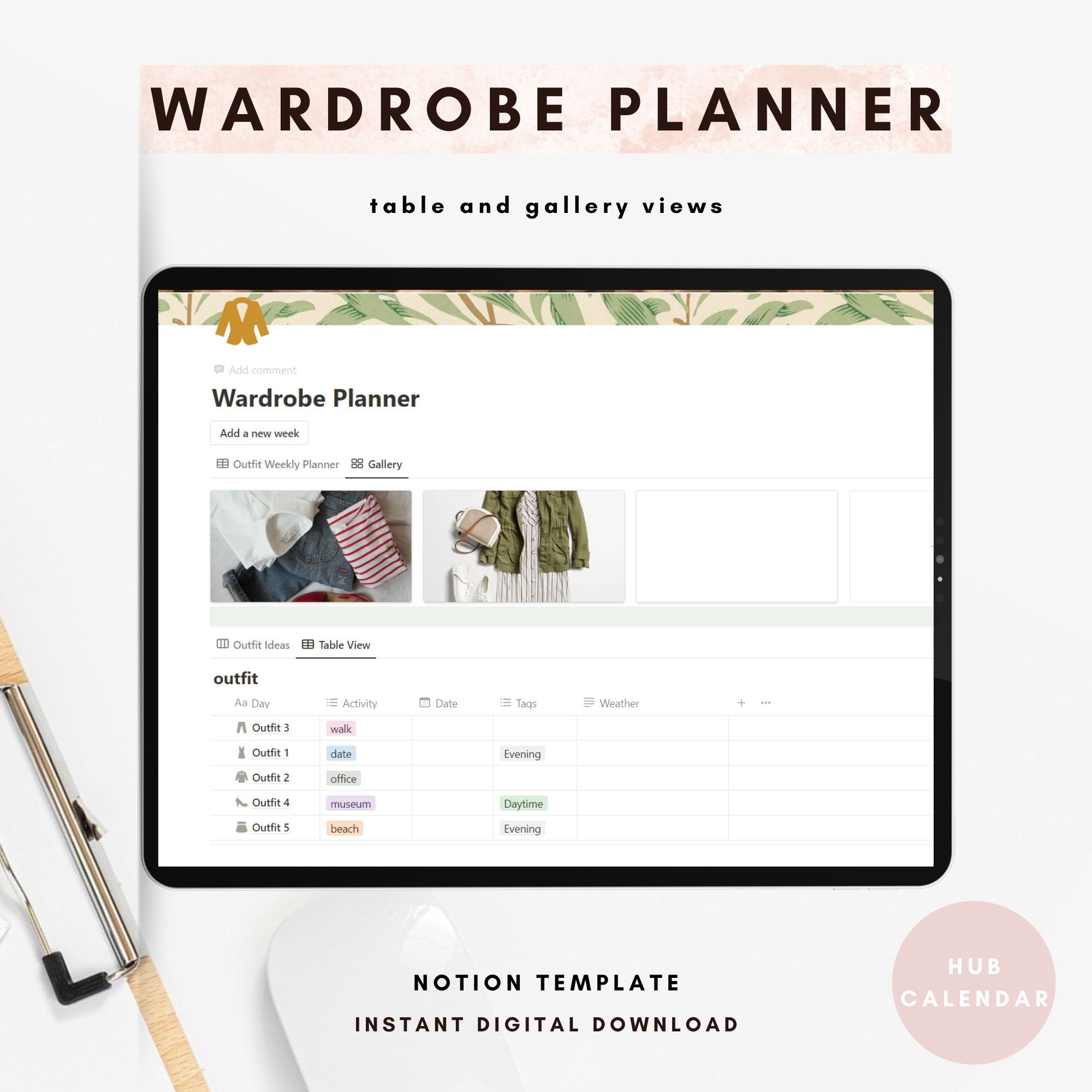 Notion Wardrobe Template, Minimalist Closet Manager, Outfit Planning ...