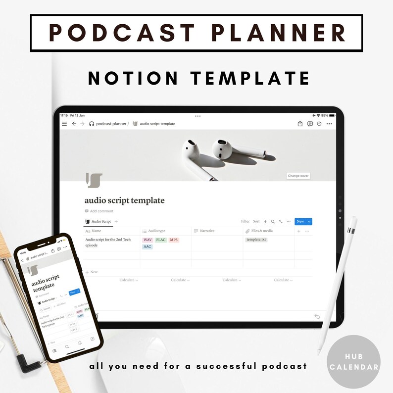 Notion Podcast Template, Digital Podcast Planner, Notion Content Creator Dashboard, Notion ...