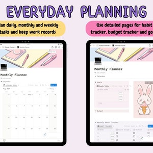 Cute Notion Template, Aesthetic Pastel Dashboard, Kawaii Digital ...