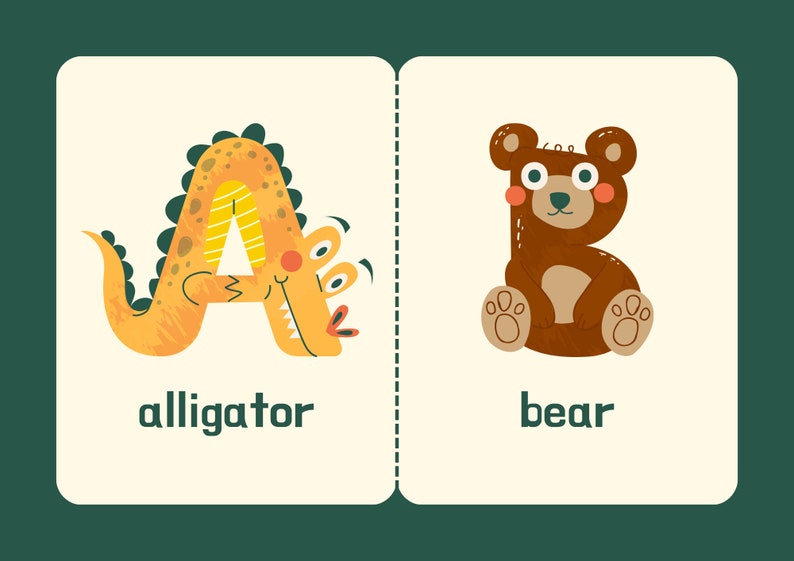 Wildlife Adventure: Animal Alphabet Flash Cards for Kids - Etsy
