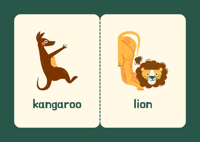 Wildlife Adventure: Animal Alphabet Flash Cards for Kids - Etsy