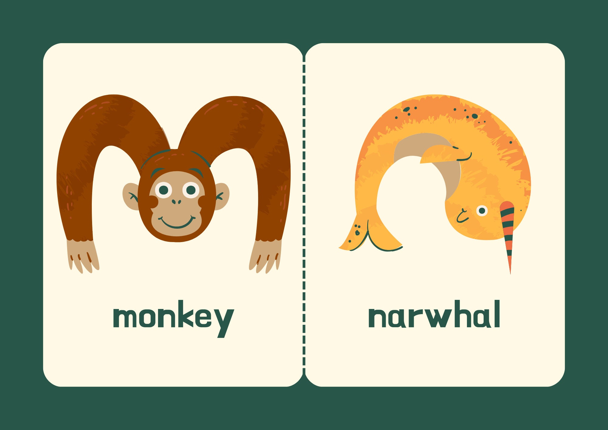 Wildlife Adventure: Animal Alphabet Flash Cards for Kids - Etsy