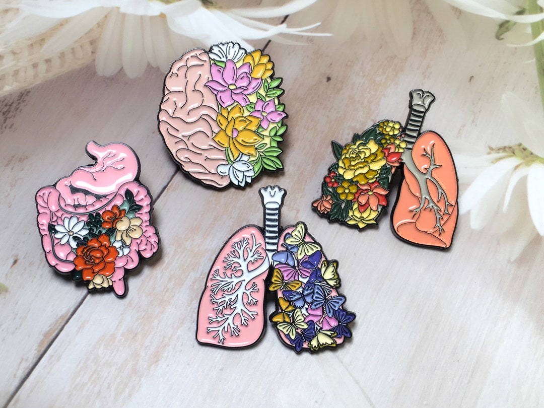 Lungs, Brain, Stomach, Organ Anatomy Enamel Pin Medical Science Badge ...