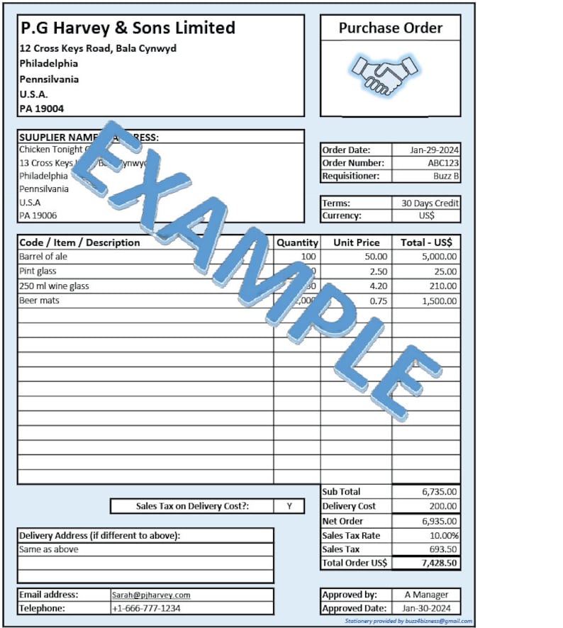 Purchase Order / Requisition Template (blue) - Excel Format (+google ...