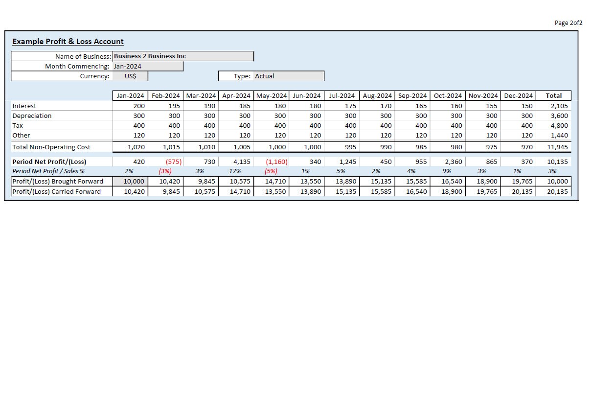 Profit & Loss and Balance Sheet Template - 12 Month Actual / Forecast ...