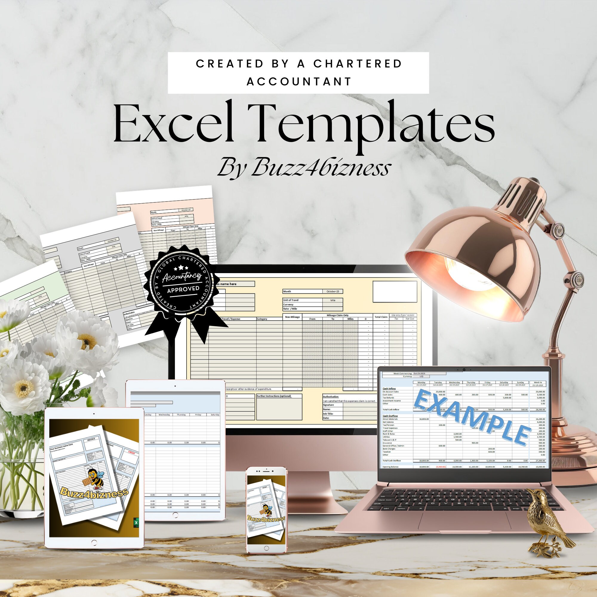 Weekly Timesheet Template (blue). Excel + Google. Time Tracking for ...