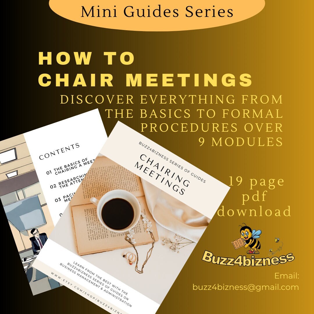 A Guide to Chairing Meetings - 20 Page Pdf Booklet. Basics, Research ...