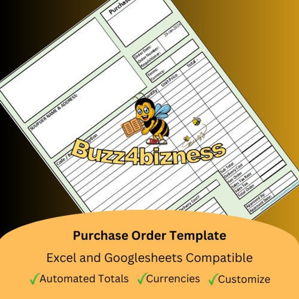 Purchase Order / Requisition Template (green) - Excel Format (and ...