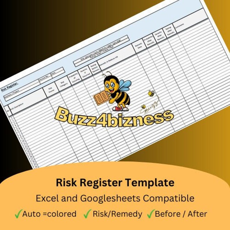 Risk Register Template (blue Background) - Excel Format (google Sheets ...