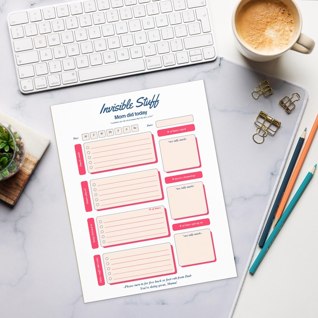 Invisible Stuff Moms Do Checklist | Instant Download | Printable Mom ...