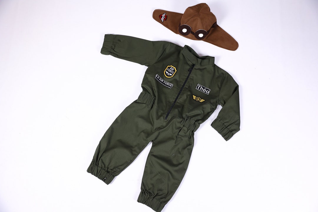 Personalized Aviator Green Kids Costume *captain Pilot Helmet *toddler ...