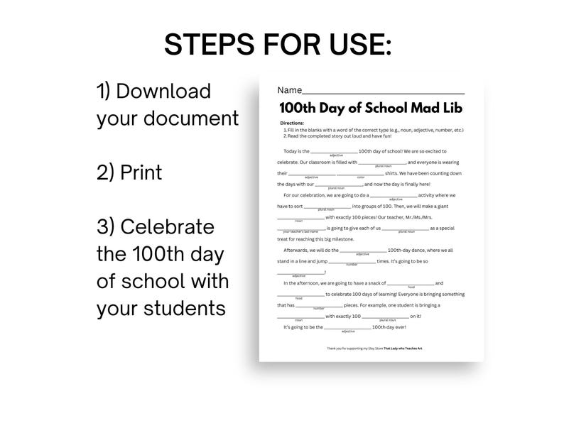 100th Day of School Activity Bundle, Literacy Activities, Math ...