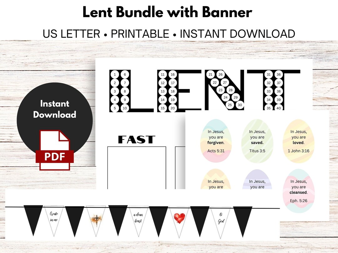 Lent Printable Bundle - Black Lent Countdown and Planner - Create in Me ...