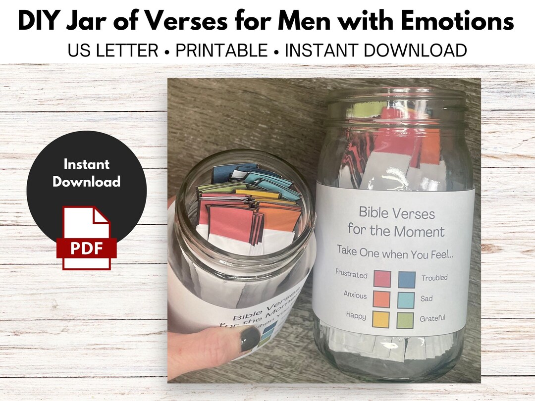 Men's DIY Jar of Verses for Every Emotion - Instant Download ...