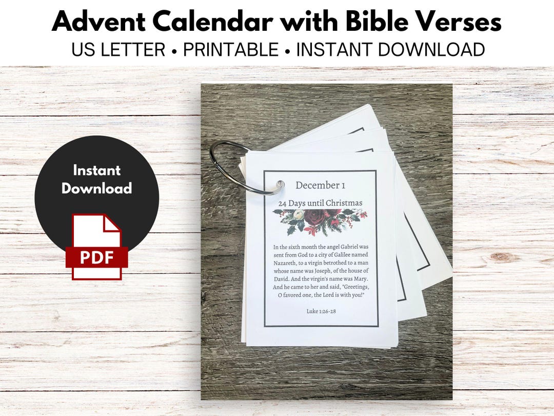 Advent Calendar With Bible Verses for Adults - Christmas Countdown ...