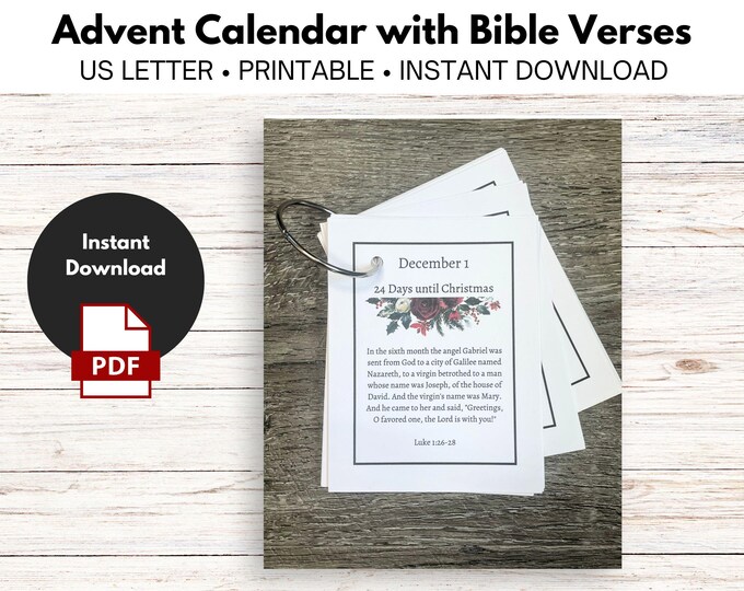 Advent Calendar With Bible Verses for Adults - Christmas Countdown ...