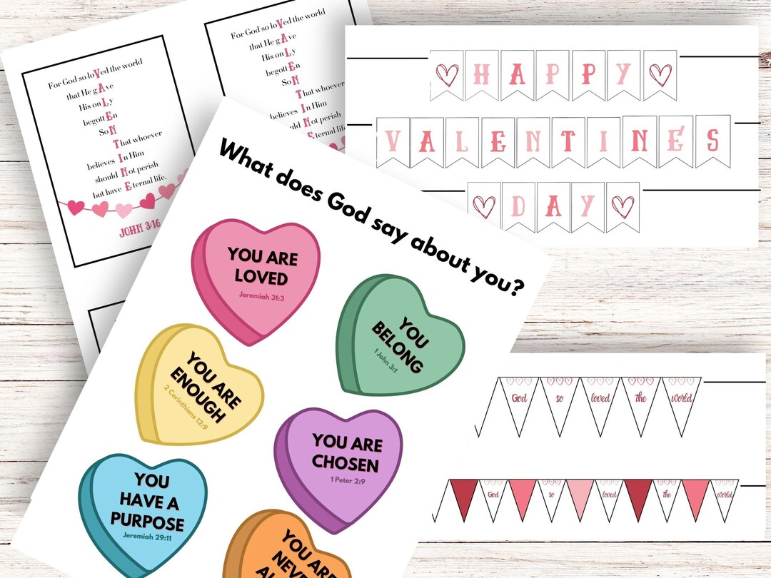 Christian Valentine's Day Bundle, Conversation Hearts, John 3:16 ...