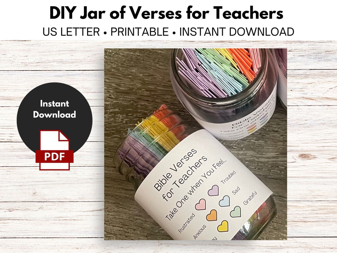 Teacher's DIY Jar of Bible Verses - Gift for Educator Appreciation ...