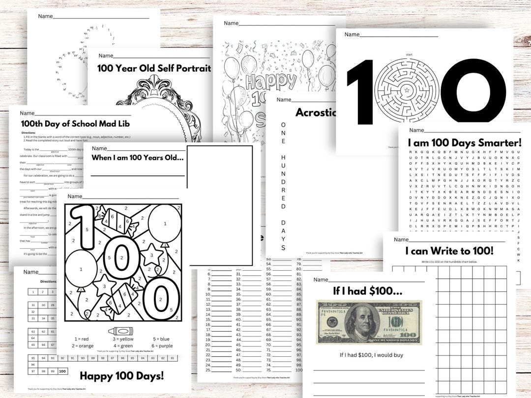 100th Day of School Activity Bundle, Literacy Activities, Math ...