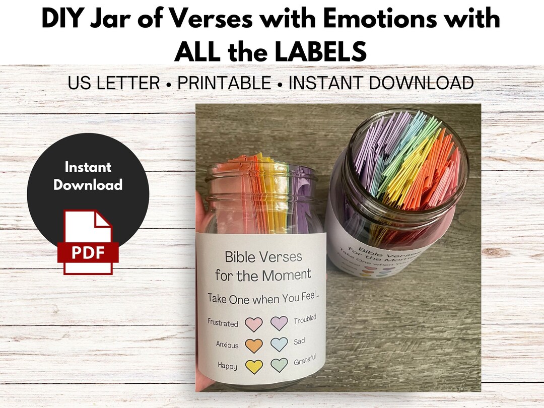 DIY Jar of Bible Verses With Emotions Bundle - ALL the LABELS - 24 ...