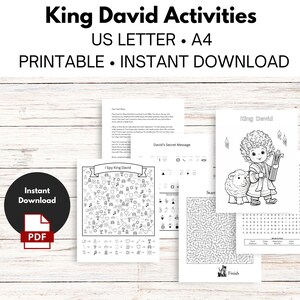 King David Activities, Bible Character Worksheet, Coloring Page, Maze ...