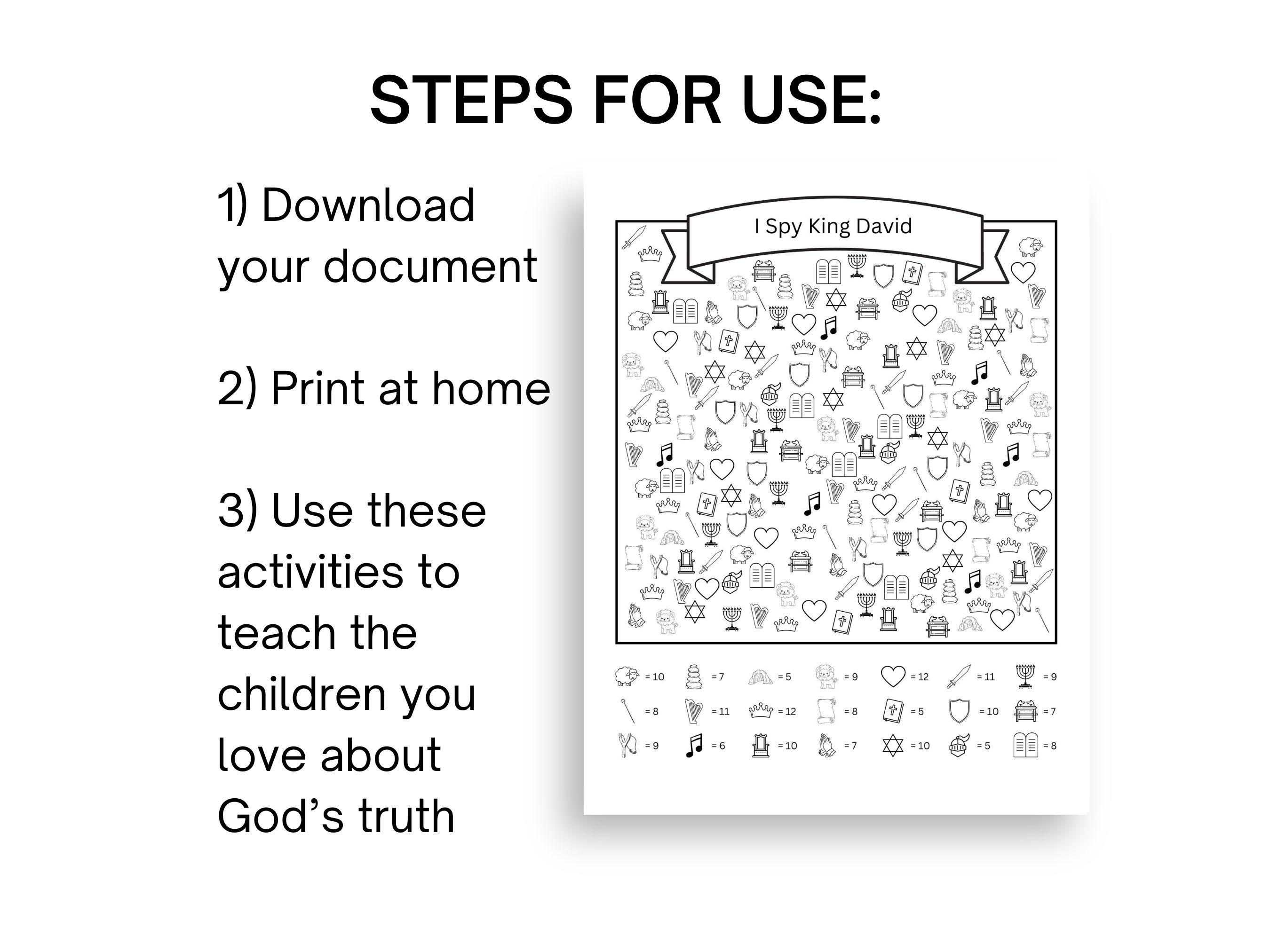 King David Activities, Bible Character Worksheet, Coloring Page, Maze ...