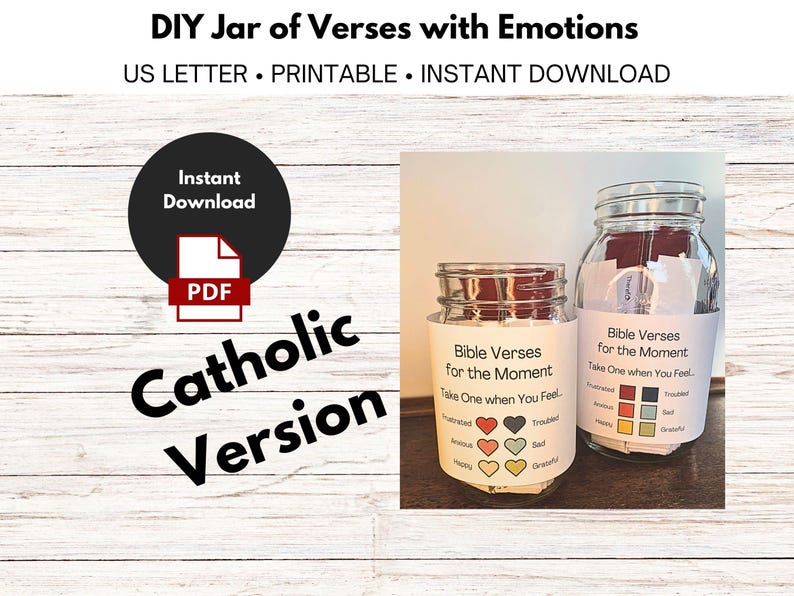 Catholic Bible Verse Jar Labels – DIY Printable, Emotions & Feelings ...