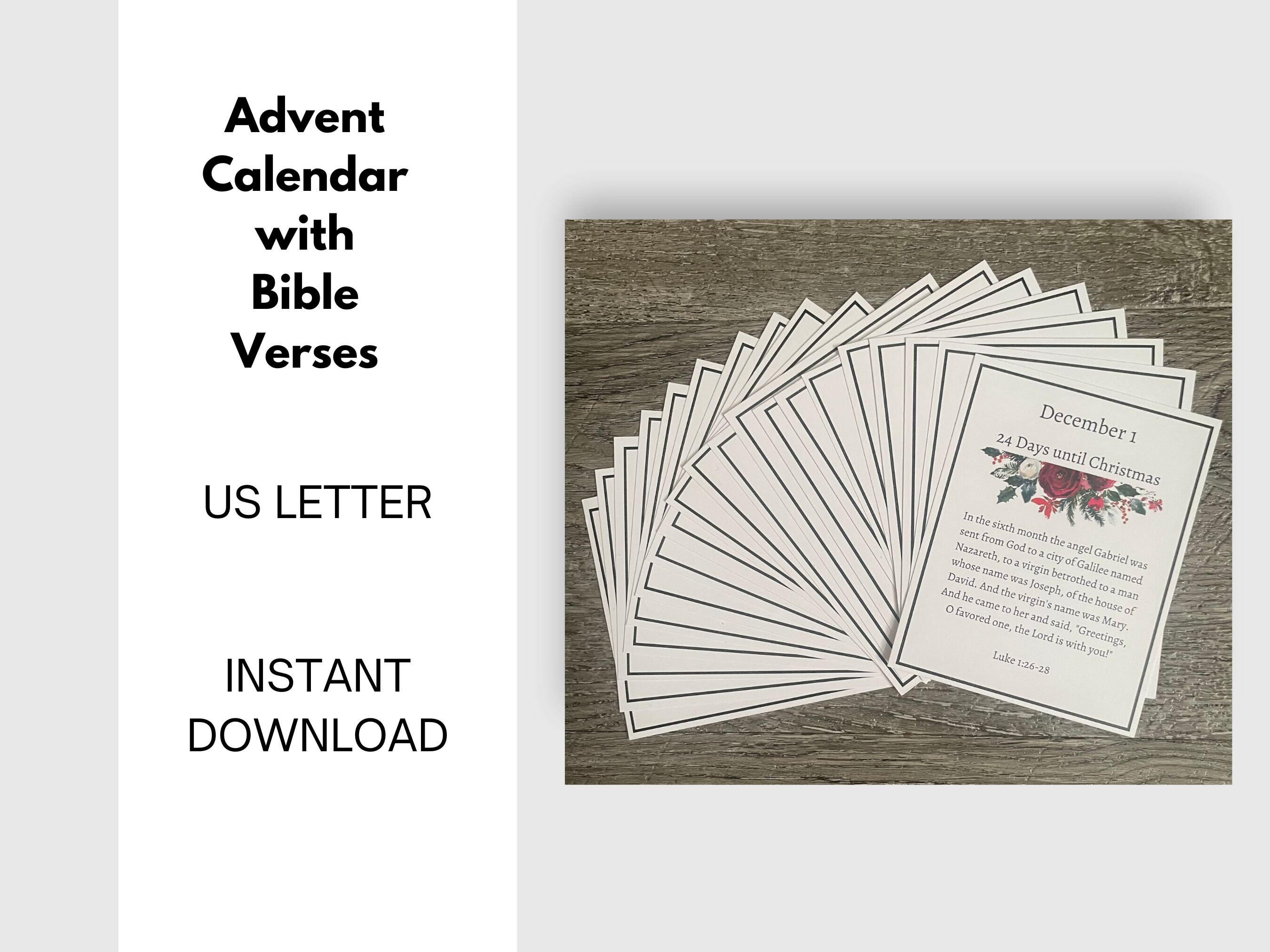 Advent Calendar With Bible Verses for Adults Instant Download Printable ...