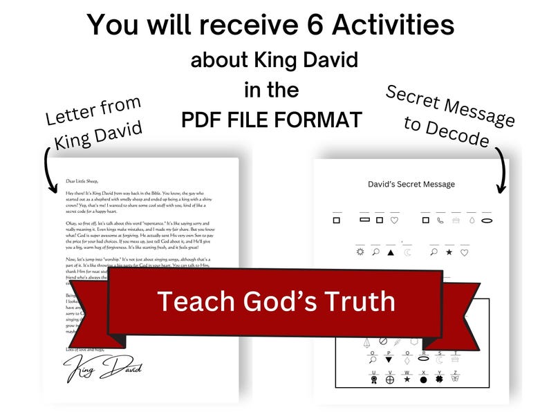 King David Activities, Bible Character Worksheet, Coloring Page, Maze ...