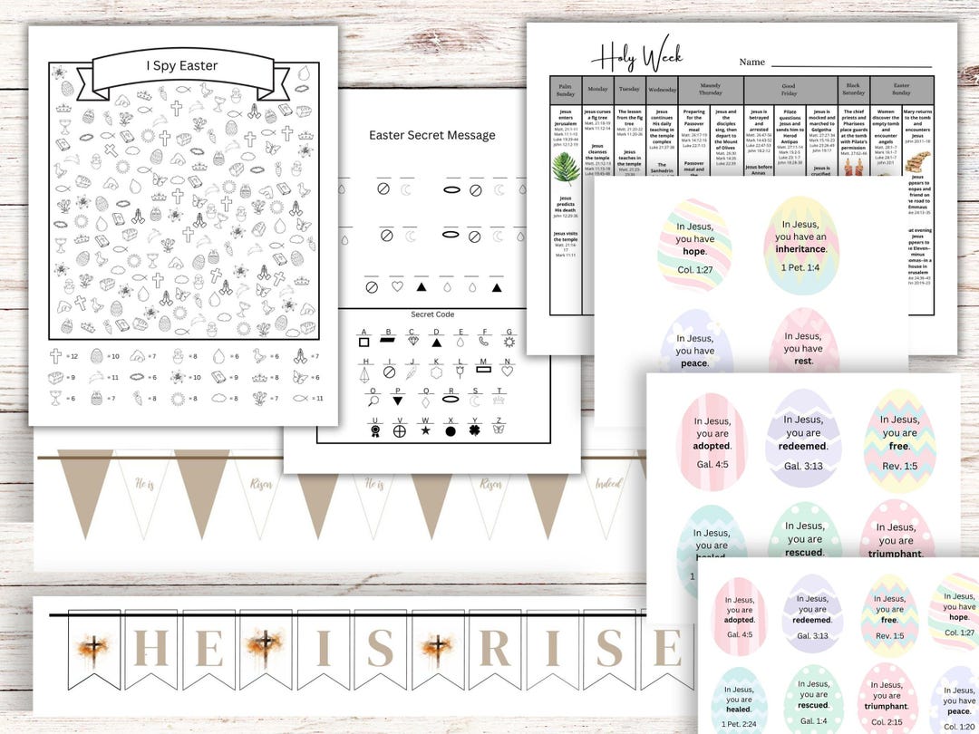 Easter Printable Bundle | Holy Week Timeline Worksheet, Easter I Spy ...