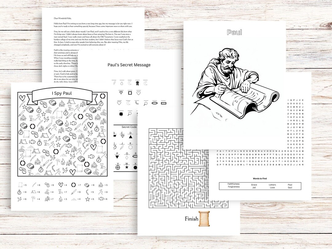 Paul Activities, Bible Character Worksheet, Coloring Page, Maze, Word ...