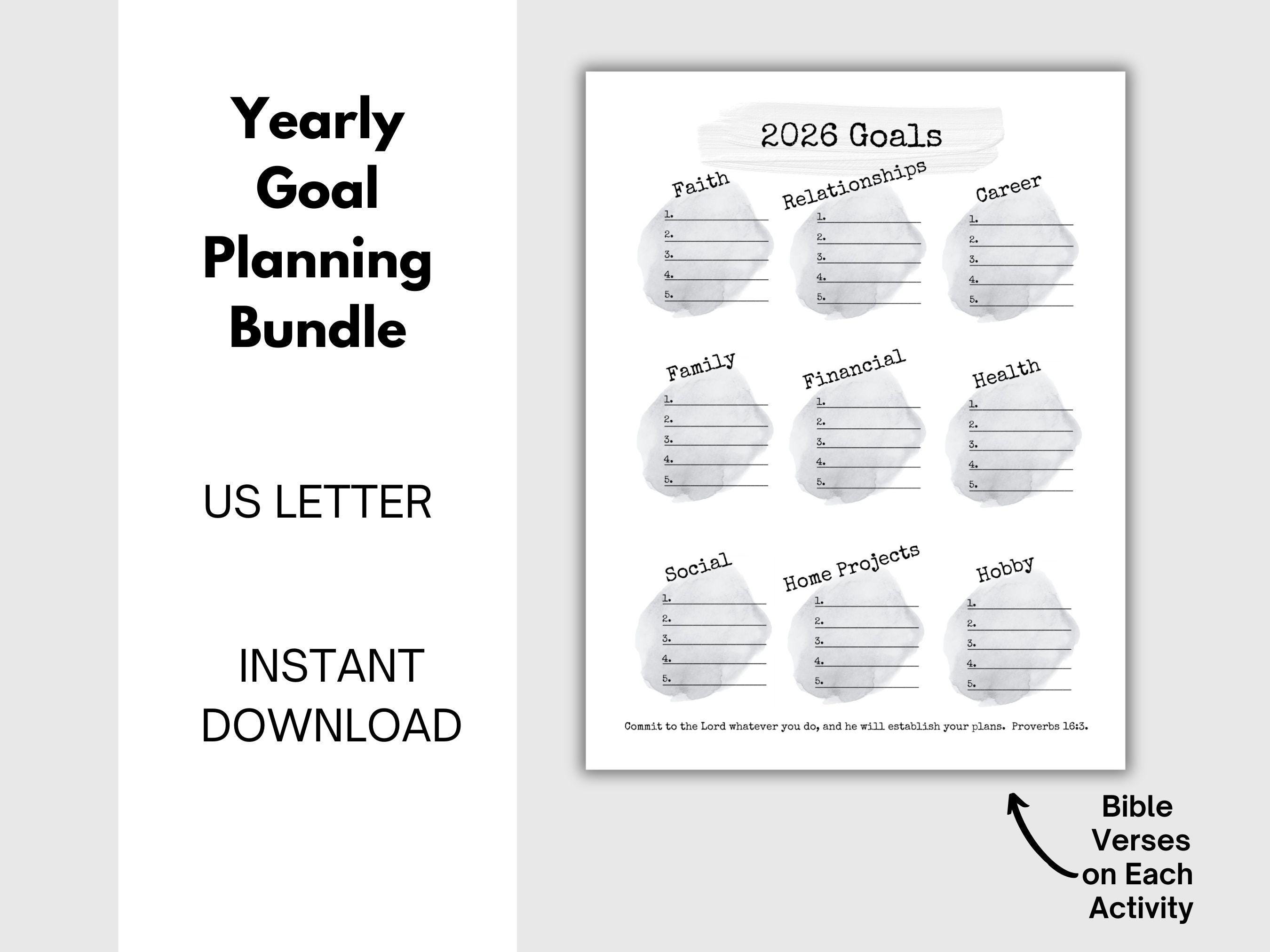 2026 Goal Setting Bundle With Bible Verses -christian Mission Statement ...