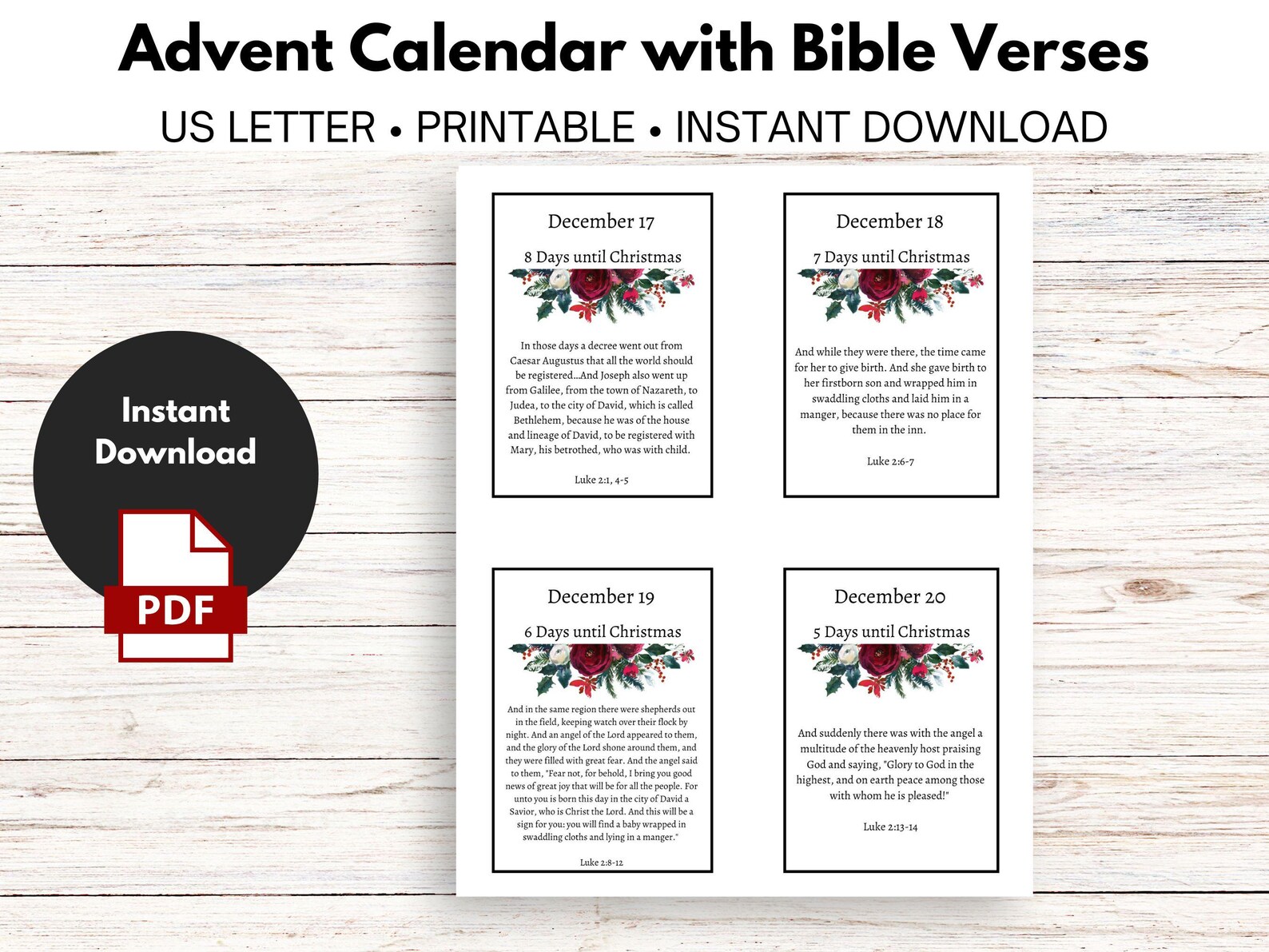 Advent Calendar With Bible Verses for Adults - Christmas Countdown ...