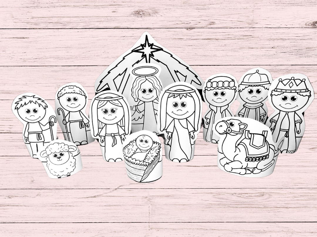 Nativity Scene Coloring Paper Dolls and Advent Calendar - Christmas ...