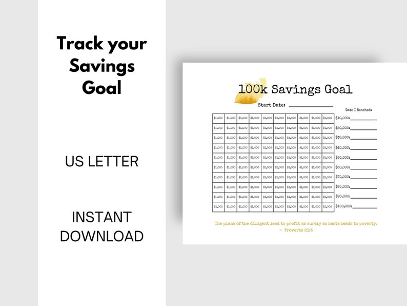 Savings Goal Tracker With Bible Verse 1k, 5k, 10, 20k, 30k, 40k, 50k ...